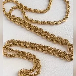 Vintage | Jewelry | Vintage Gold Tone Rope Chain Necklace 48 Long ...